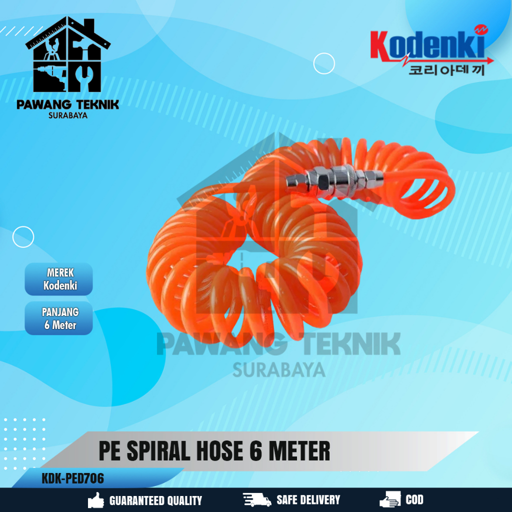 Jual Kodenki Selang Recoil PE 6M 9M 12M Air Hose Spiral Angin Kompresor ...