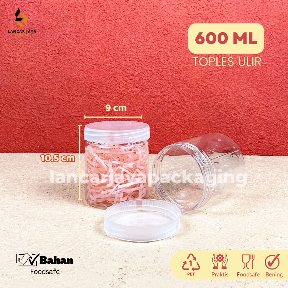 Jual Toples Tabung Jar Plastik Tutup Ulir Bening Bulat Silinder Tempat ...