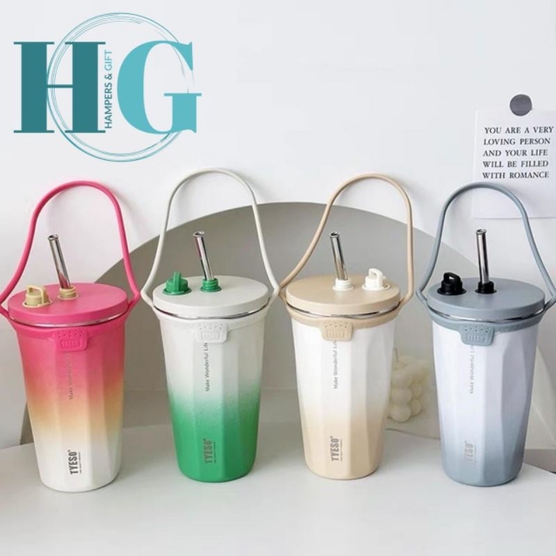 Jual ORIGINAL Tyeso Gradasi 600ml Mug Cup Tumbler Gradiasi Sedotan ...