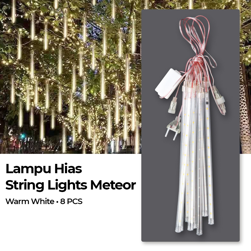 Jual lampu meteor led isi 8pce batang/30cm /jatuh rain snow taman hias ...