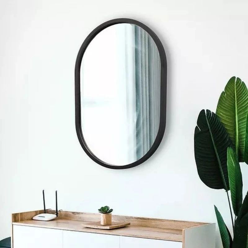 Jual Cermin kapsul aesthetic model bingkai kayu modern oval untuk kamar ...