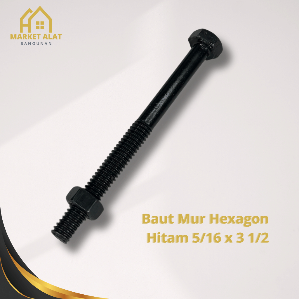 Jual Baut Mur Hexagon 5/16 x 3 1/2 UNC Baja Hitam Kunci 12 / Full Set ...