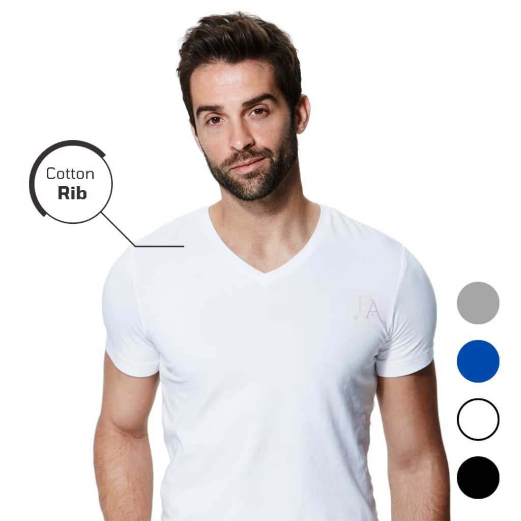 Jual Kaos Dalam Pria V-Neck Kaos Polos Oblong Cotton Rib Premium ...