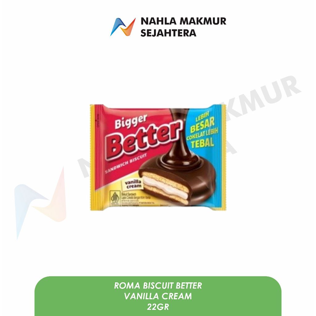 Jual Roma Sandwich Better Coklat Vanilla 22gr Kemasan Renceng Isi 10 ...