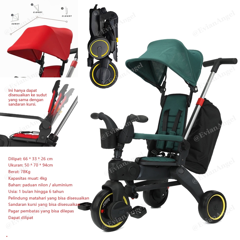 Jual Foldable Bike For Kids 3 In 1 Baby Trolley Stroller-Sepeda Lipat ...