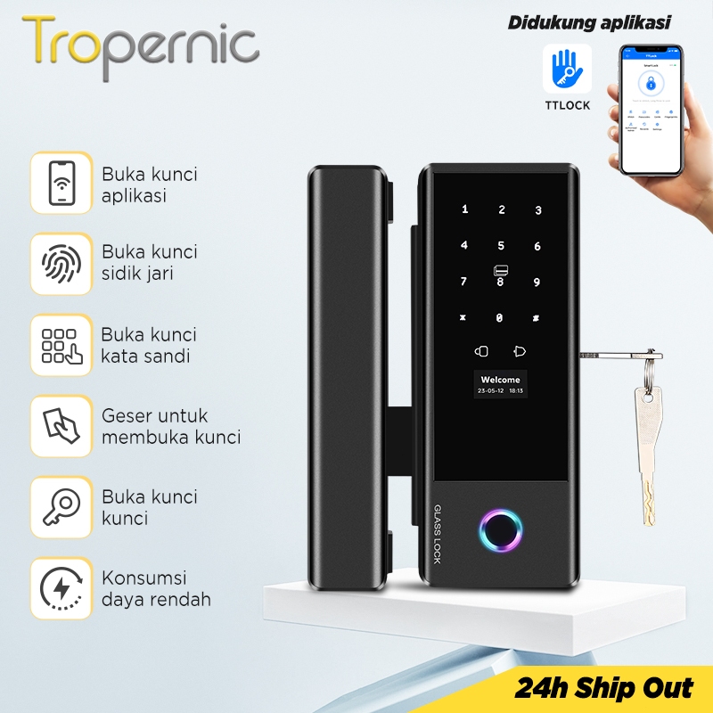 Jual TTLOCK Smart Door Lock for Glass Door Fingerprint Kunci Pintu ...