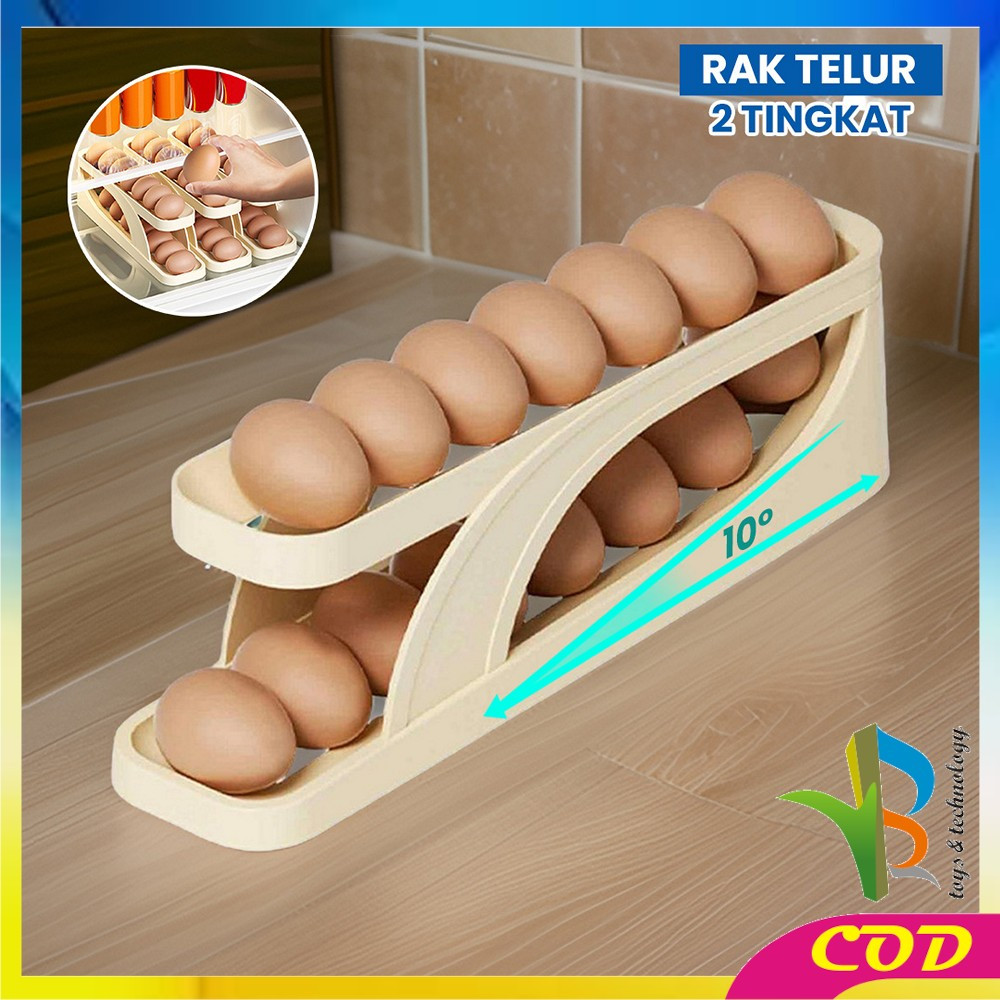Jual RB-C993 Tempat Telur Ayam Kulkas 2 Tingkat Bergulir Otomatis / Rak ...