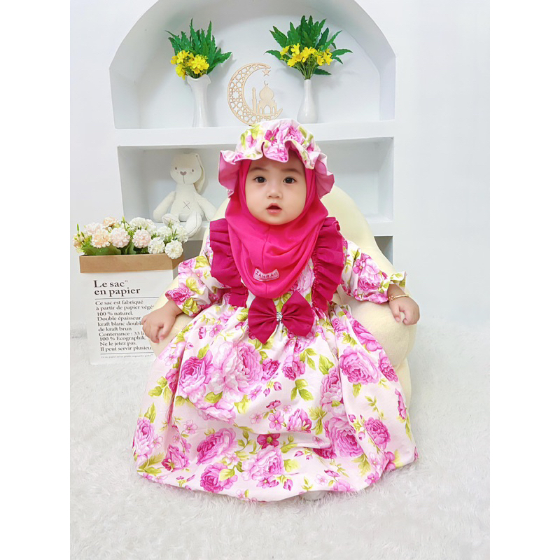 Jual Gamis SABRINA SET HIJAB TOPI by Zahra / gamis bayi lucu / gamis ...