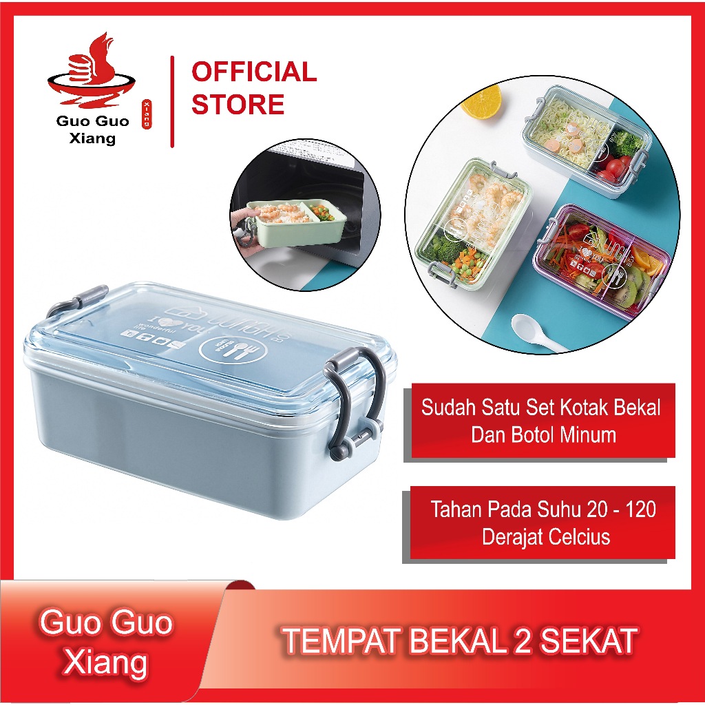 Jual Lunch Box Kotak Makan Tempat Bekal 2 Sekat Food Container Dengan ...