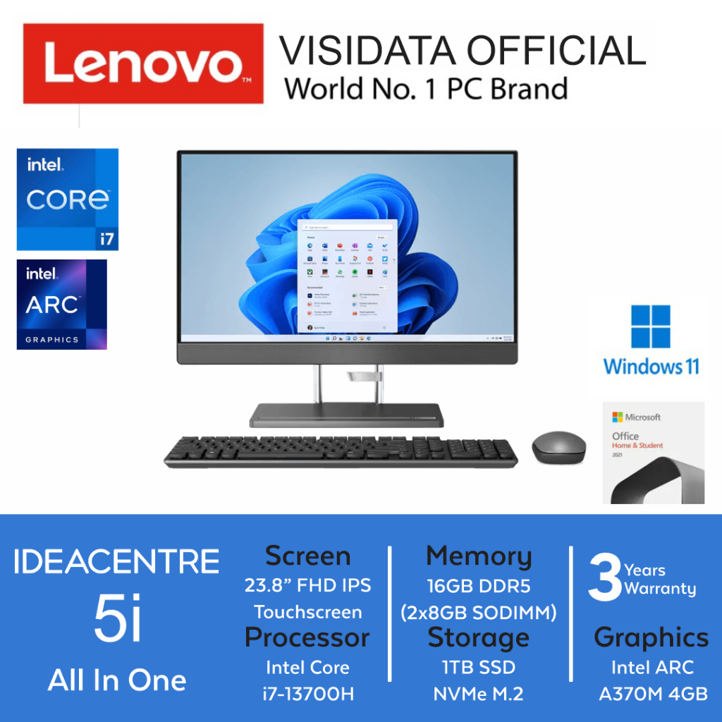 Jual Lenovo IdeaCentre AIO 5i 7DID Intel i7-13700H 16GB 1TB ARC 23.8 ...