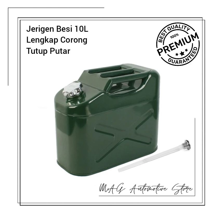 Jual Jerigen Besi 10 Liter Tutup Putar + Corong - Jerigen Metal Besi ...