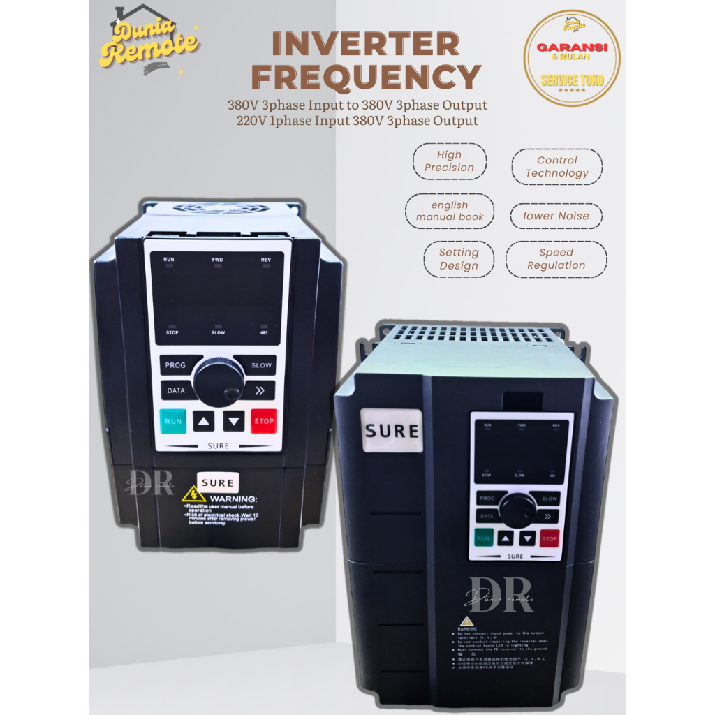 Jual SURE Inverter 0.5KW 220V/380V input 1phase to 380V 3phase Frekuensi Drive Inverter Variable ...