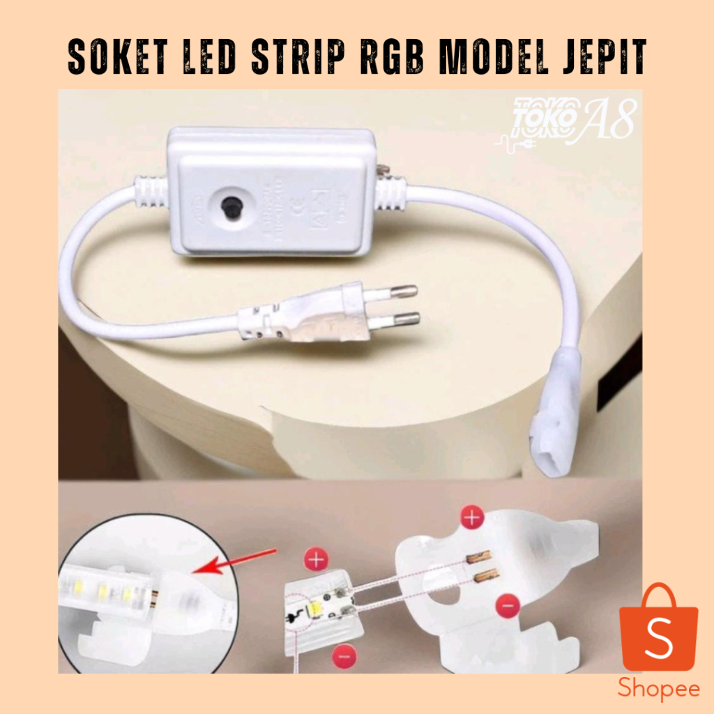 Jual SOKET LAMPU LED STRIP RGB MODEL JEPIT / ADAPTOR | Shopee Indonesia