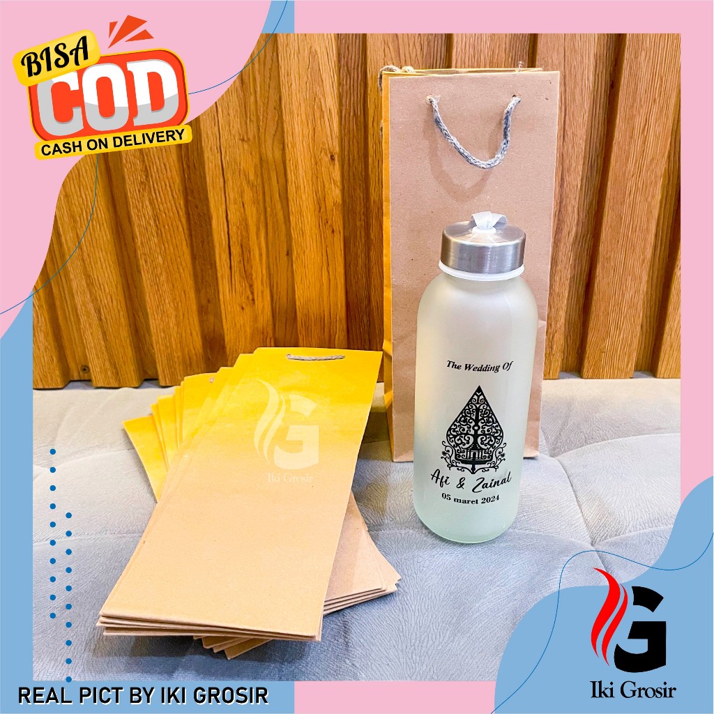 Jual Paper Bag Botol Minum Kado Aesthetic Ukuran 9x9x12 Bisa Custom ...