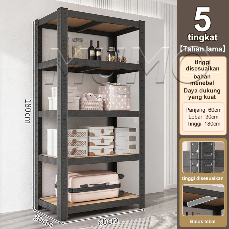 Jual Rak Besi Susun Rak Hitam Rak besi siku 6 susun Rak Serbaguna 120* ...