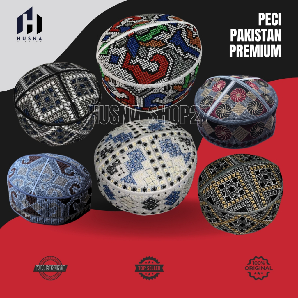 Jual Kopiah Muslim Peci Pakistan Premium Full Bordiran Bahan Katun ...