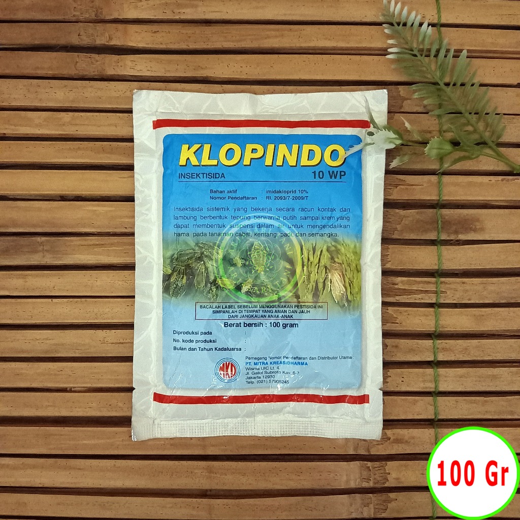 Jual INSEKTISIDA KLOPINDO 10 WP 100 GR IMIDACLOPRID OBAT HAMA KUTU KEBUL WERENG TANAMAN | Shopee ...
