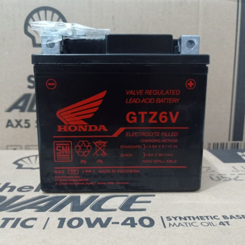 Jual AKI / BATERAI KERING GTZ6V 12v/6Ah HONDA ORIGINAL | Shopee Indonesia