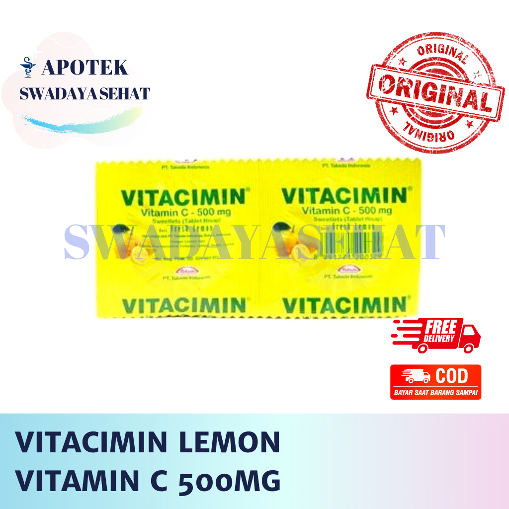 Jual VITACIMIN Strip 500 MG Rasa Lemon Tablet Hisap Favorit Vitamin C ...