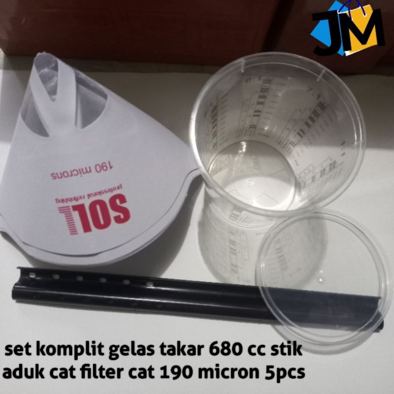 Jual paket hemat filter cat 190 micron stick aduk cat dan gelas takar ...