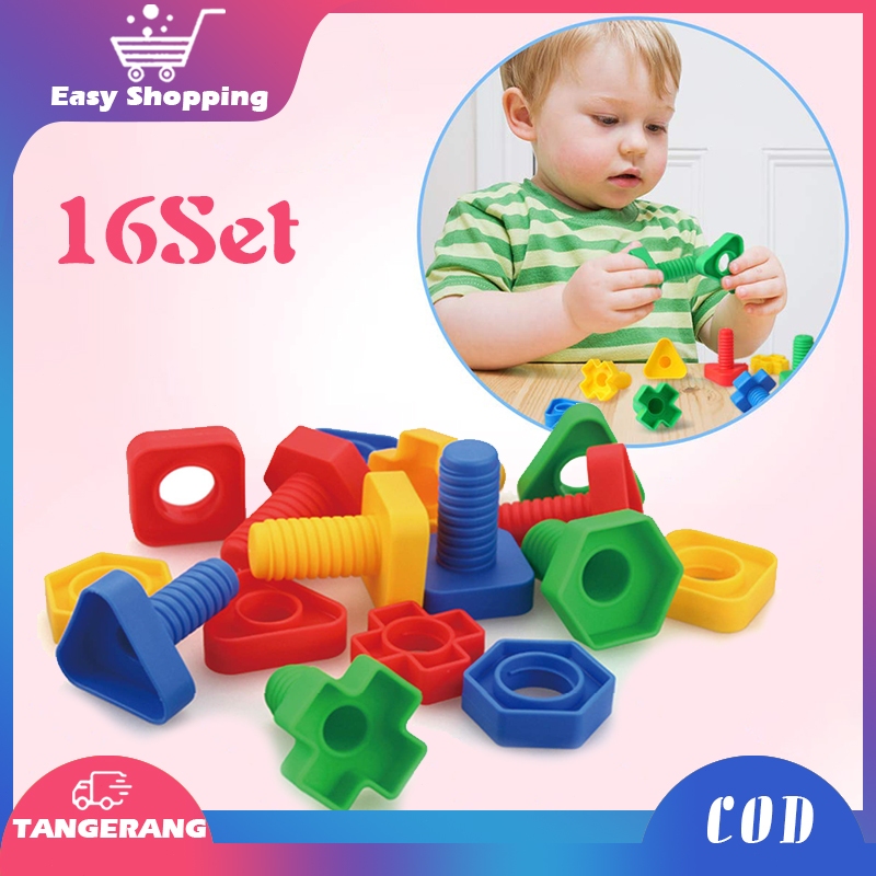 Jual 16Set Mainan Mur Baut Anak Game Montessori Mainan Montessori Anak ...