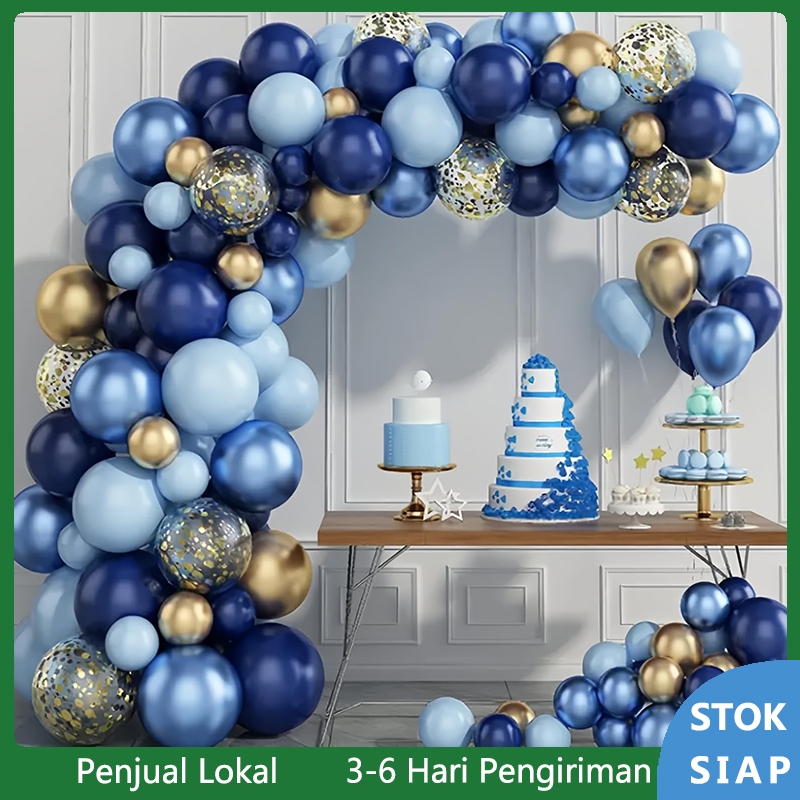 Jual 113Pcs Kit Lengkungan Karangan Bunga Balon Biru Kit Karangan Bunga ...