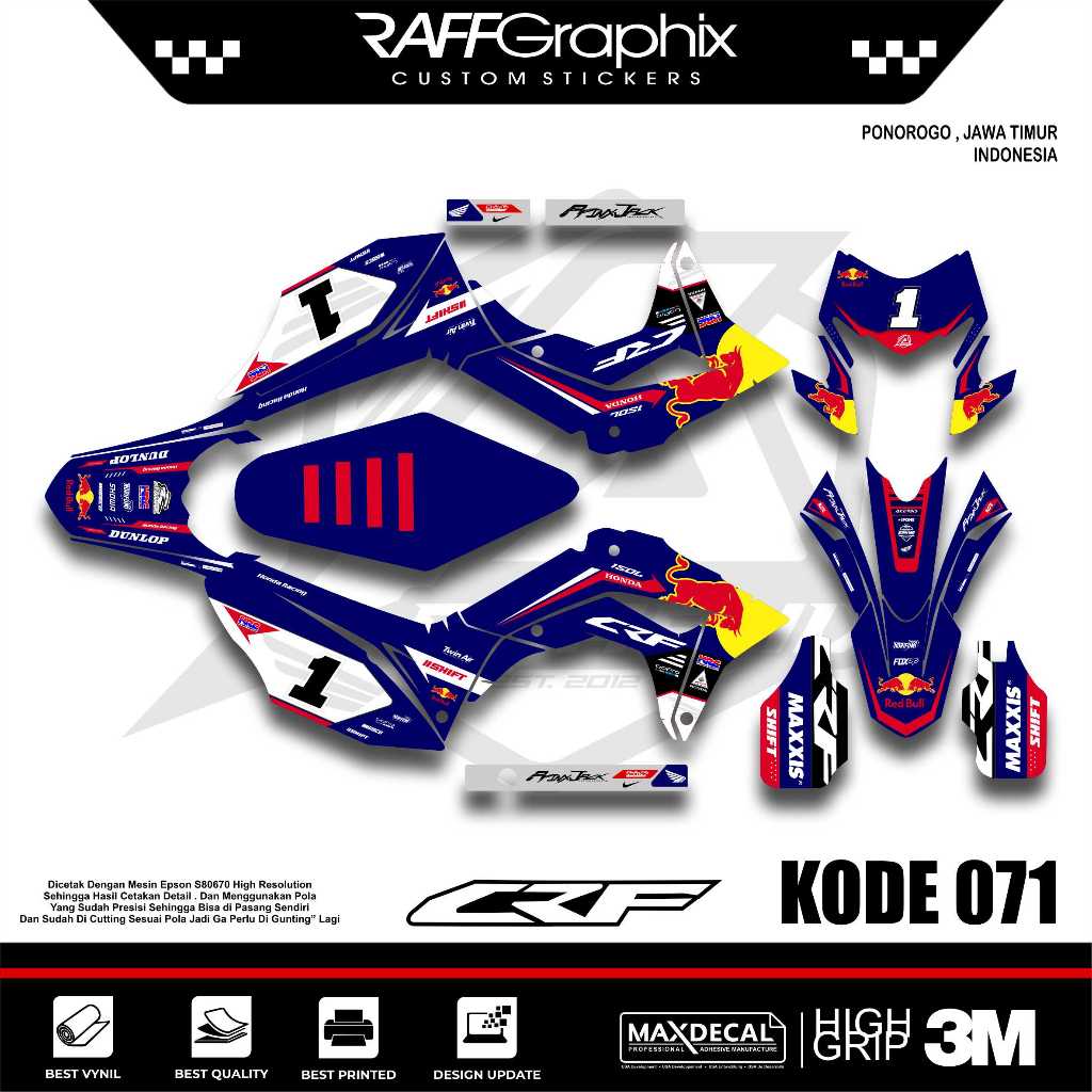 Jual DECAL CRF 150 L KODE 071 / DECAL CRF SUPERMOTO ENDURO KEREN ...
