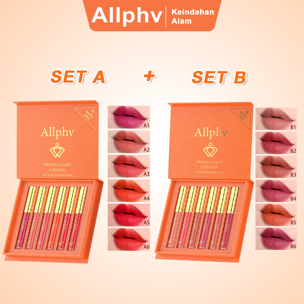 Jual [BPOM] (Grosir) Allphv Matte Lipstik Set Box Isi 6pcs Velvet-Mist ...