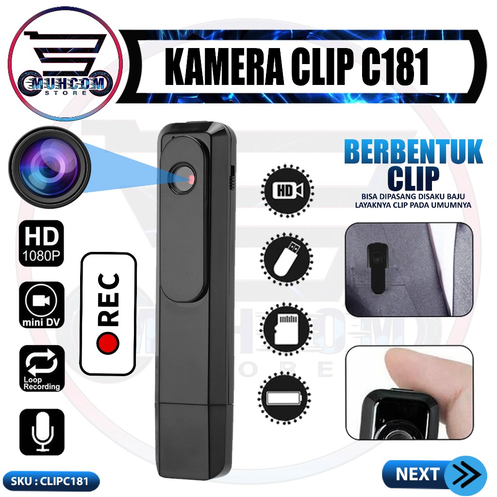 Jual Spy Mini Kamera Pen Clip C181 HD 1080P Camcorder Camera Pen Saku ...
