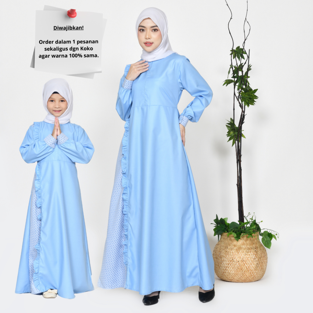 Jual Sarimbit Keluarga Baju Couple Koko dan Gamis warna Ice Blue Baby ...