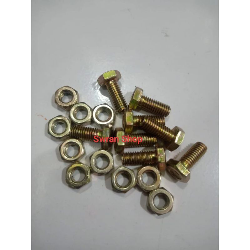 Jual Baut Mur Kuning - Ukuran Baut 10/6mm X 15mm- 1pack isi 100pcs ...