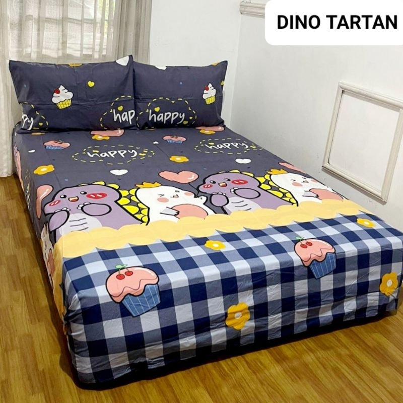 Jual BISA COD sprei dino tartan motif karakter anak minimalis murah ...