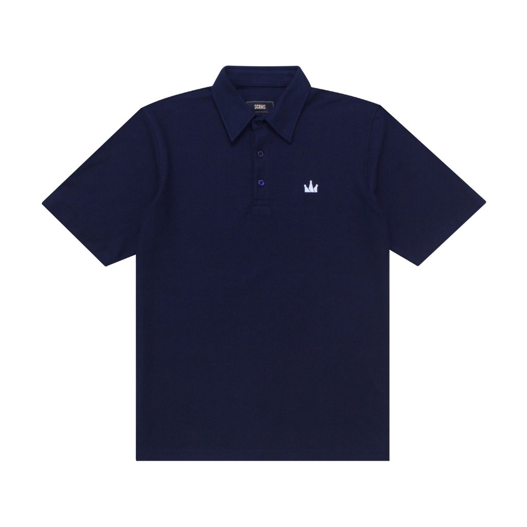 Jual Screamous Polo Shirt CROWN WHITE NAVY BLUE | Shopee Indonesia