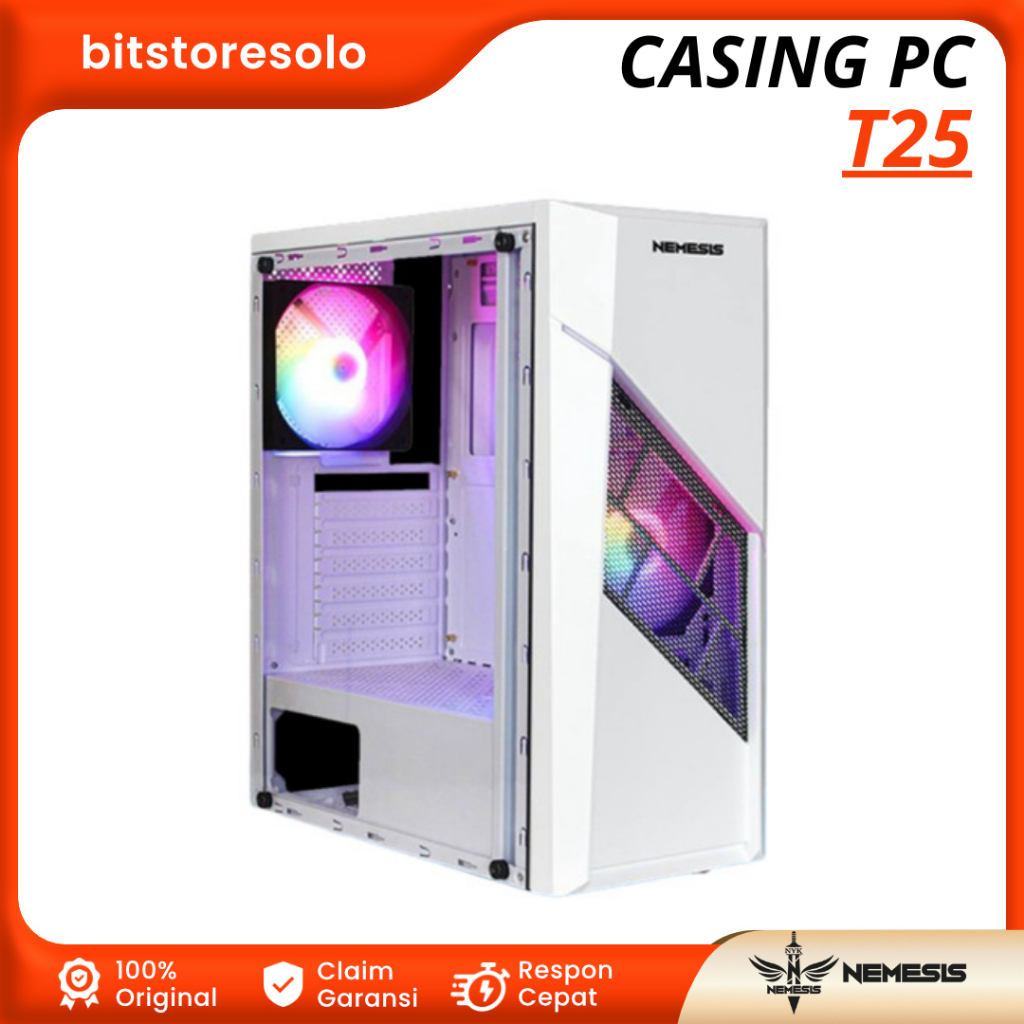 Jual CASING CASE PC KOMPUTER GAMING NYK T25 ELIXIR PUTIH HITAM RGB ...