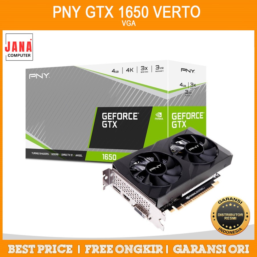 Jual VGA PNY GeForce GTX 1650 4GB DDR6 Dual Fan | GTX1650 4G GDDR6 ...