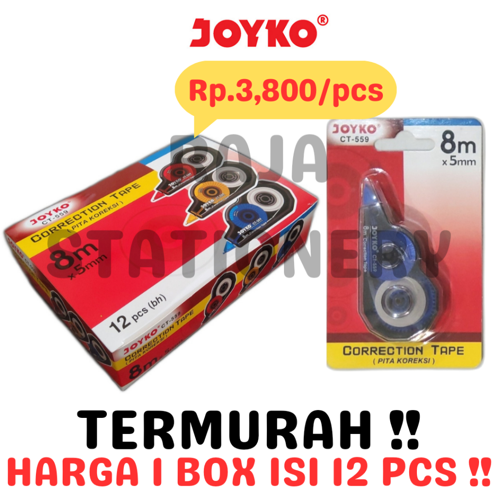 Jual JOYKO CORRECTION TAPE 8m TIPEX KERTAS JOYKO TIPE X TIP CT-559 ...
