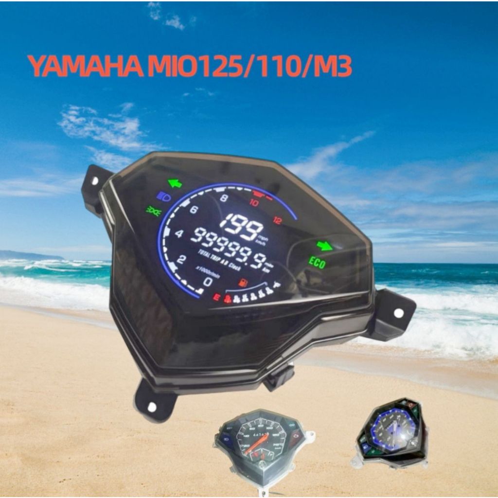 Jual speedometer digital led lcd odometer gauge motor rpm KM kilometer ...
