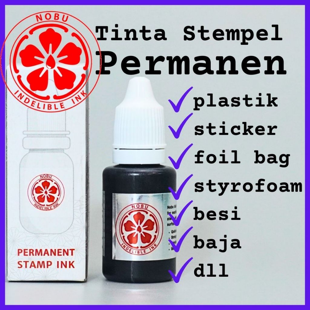 Jual Tinta Stempel Permanen Nobu Ink ke Plastik Kemasan Botol Sticker ...