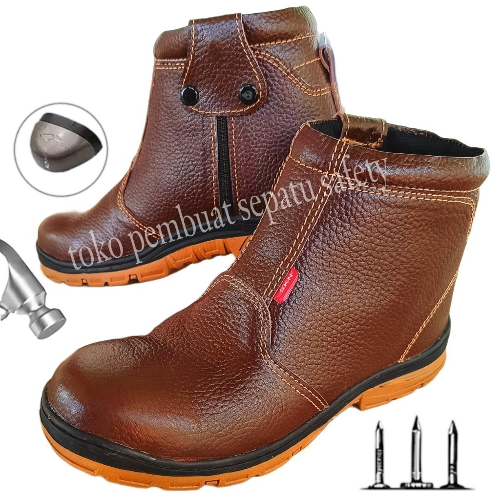 Jual Sepatu safety Risleting ujung besi sol karet terbaik ujung besi ...