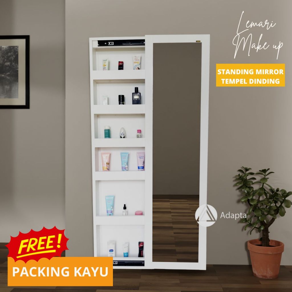 Jual Cermin Lemari Makeup Standing Mirror Tempel Dinding -Lemari Make ...