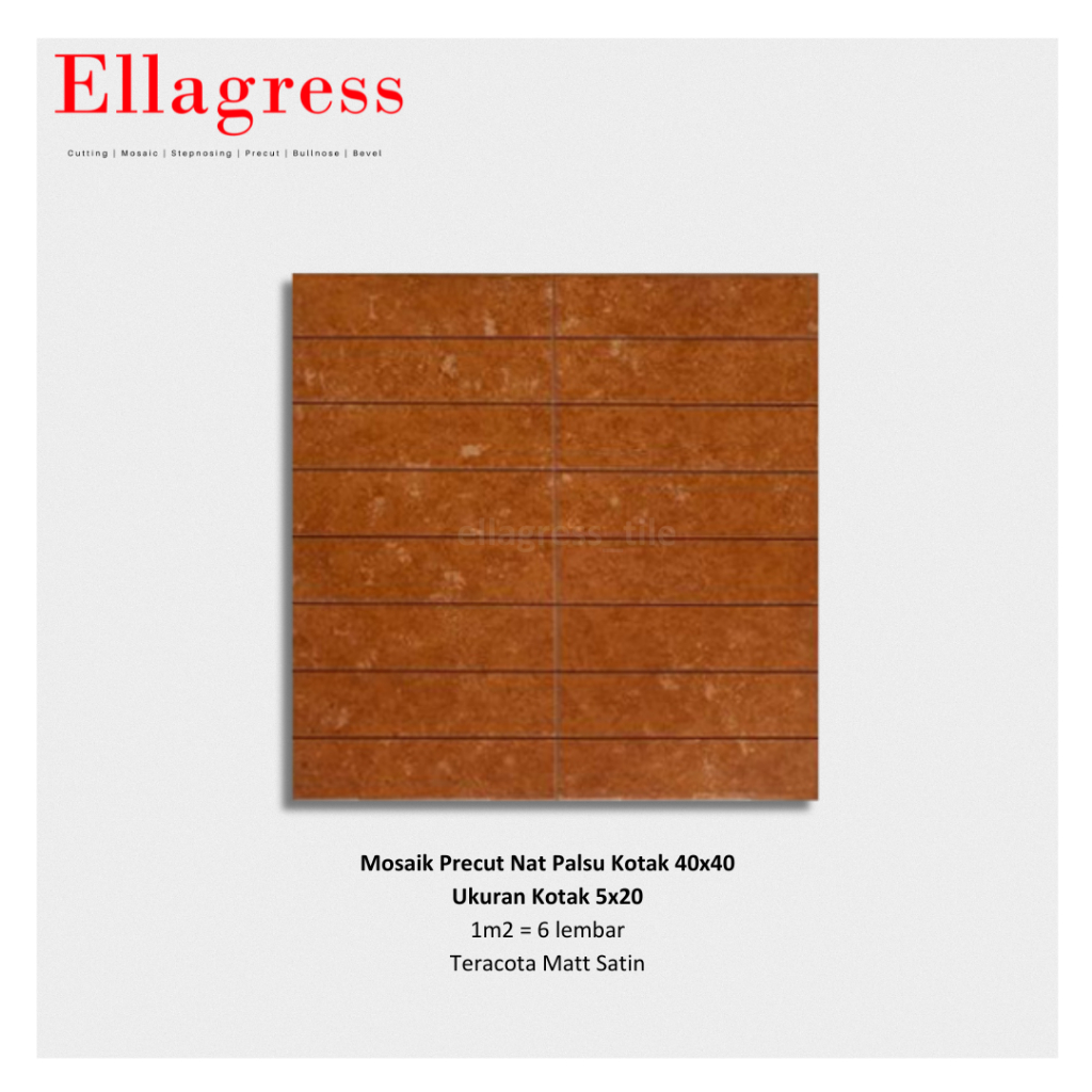 Jual Ellagress Mosaik Precut Nat Palsu Kotak Keramik 40x40 TERACOTA ...