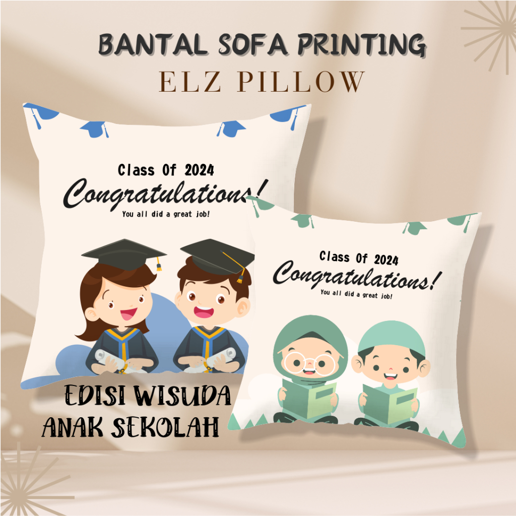 Jual Elzpillow Bantal Wisuda Sekolah Tk Sd Smp Sma 25x25cm 2 Sisi ...