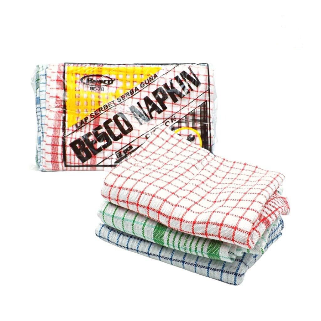 Jual (12 Pcs) Kain Lap Serbet Satuan 1 Bungkus / Lap Dapur Kotak Kotak ...