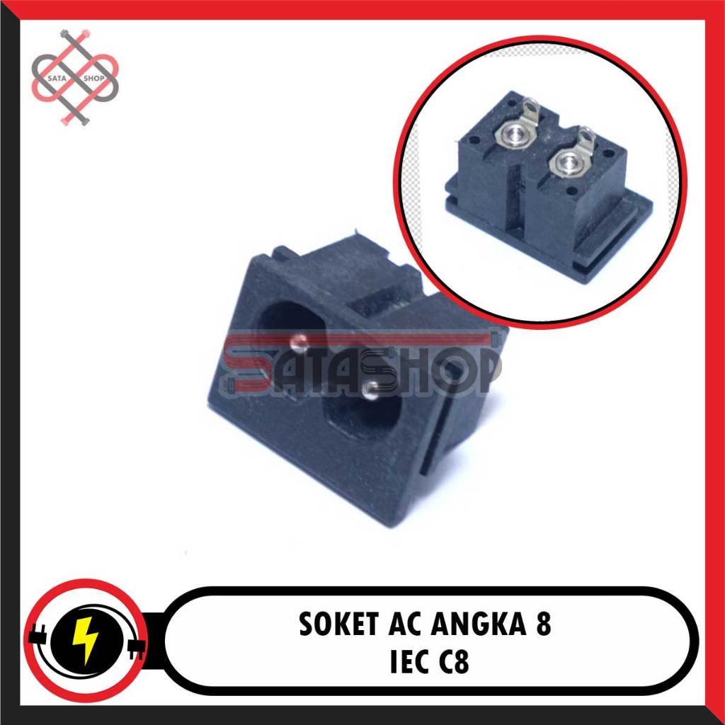Jual Soket Switch angka 8 AC PLN 220V Colokan Listrik 2 lubang - IEC C8 | Shopee Indonesia