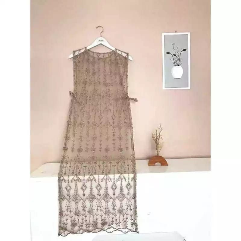 Jual Cardigan long vest tule/outer brukat premium/outer rompi brukat ...