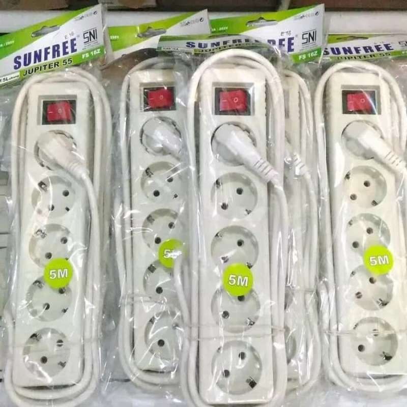 Jual Jupiter Sunfree Stop Kontak 3 , 4 , 5 Lubang Panjang Kabel 1,5 / 3 ...