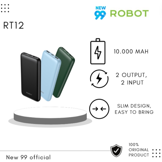 Jual Powerbank Robot 10000Mah Rt12 | Shopee Indonesia