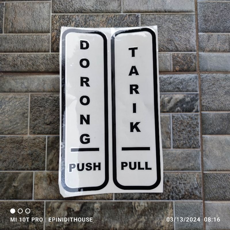 Jual Cutting Stiker Tulisan Dorong Tarik Pintu Kaca Toko Tanda Sign ...