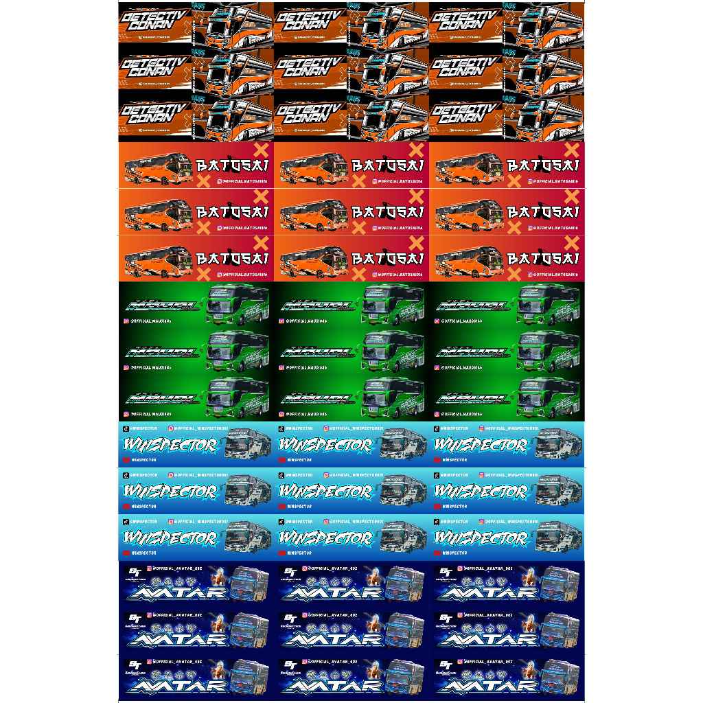 Jual STICKER BUS BASURI TUNGGAL JAYA CAMPUR 1 Lembar Isi 45 kotak ...