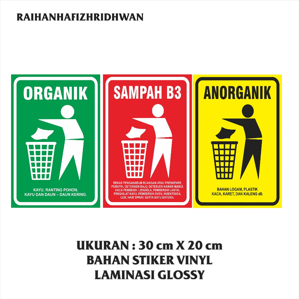Jual STIKER VINYL TEMPAT SAMPAH ORGANIK, B3, ANORGANIK | Shopee Indonesia